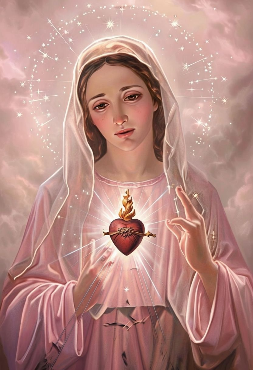 The Sacred Heart of Jesus and Immaculate Heart of Mary Digital Art